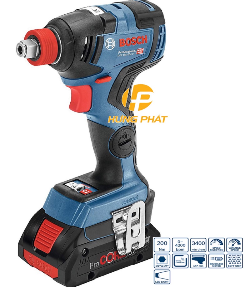 Máy siết bu long dùng pin Bosch GDX 18V-200 C (chưa kèm pin sạc ...